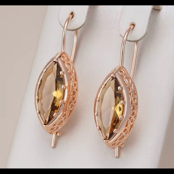 Swarovski | Jewelry | Gorgeous Amber Gemstone Tear Drop Cut Hoop ...